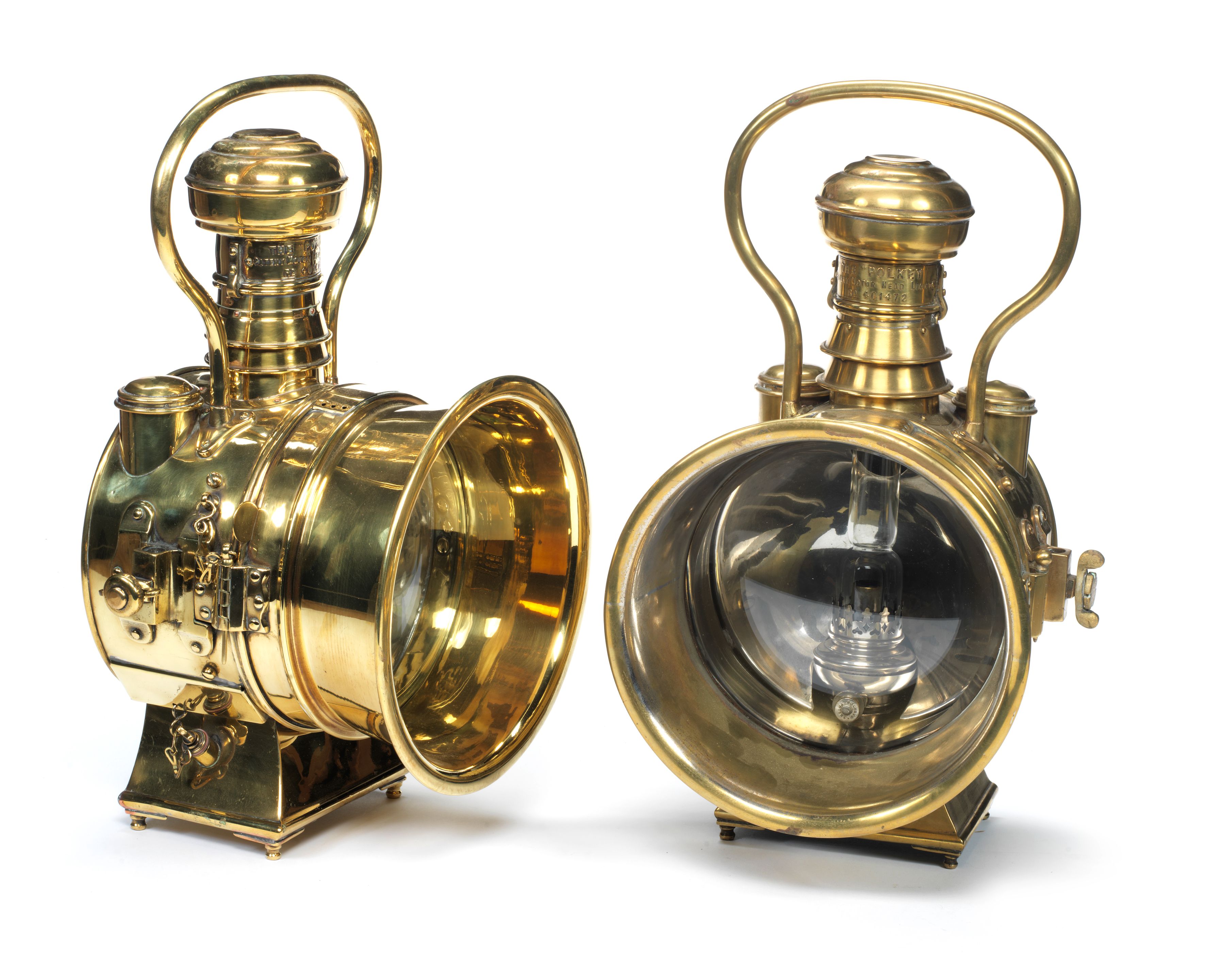 Bonhams Cars : A rare large pair of 'The Polkey' oil illuminated head ...