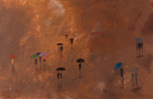 Bonhams : Spyros Vassiliou (Greek, 1902/3-1984) A rainy afternoon 60 x 92 cm.