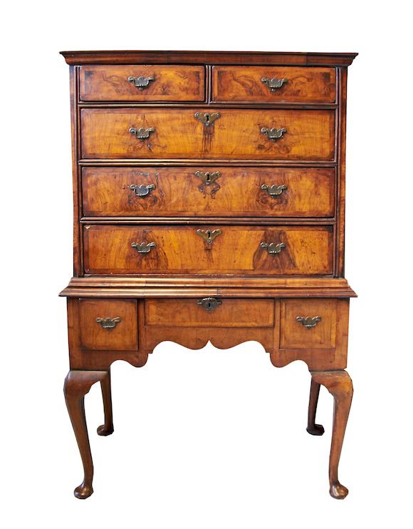 Bonhams : An early 18th Century walnut chest, the ogee moulded cornice ...