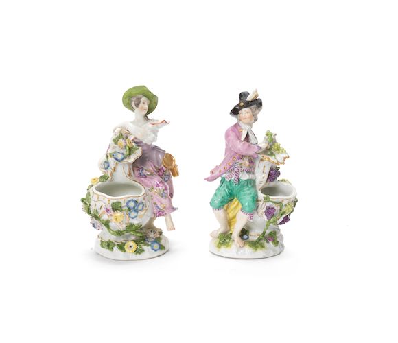 Bonhams : A pair of Meissen figures emblematic of Spring and Autumn ...