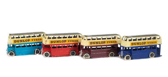 Bonhams : Dinky (pre-war) four 29c Double Decker Buses and 29b ...