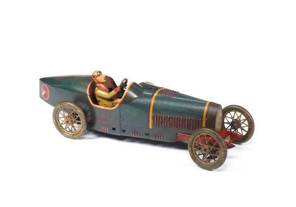 Bonhams : Rare large Paya tinplate c/w Racing car, Spanish circa 1930