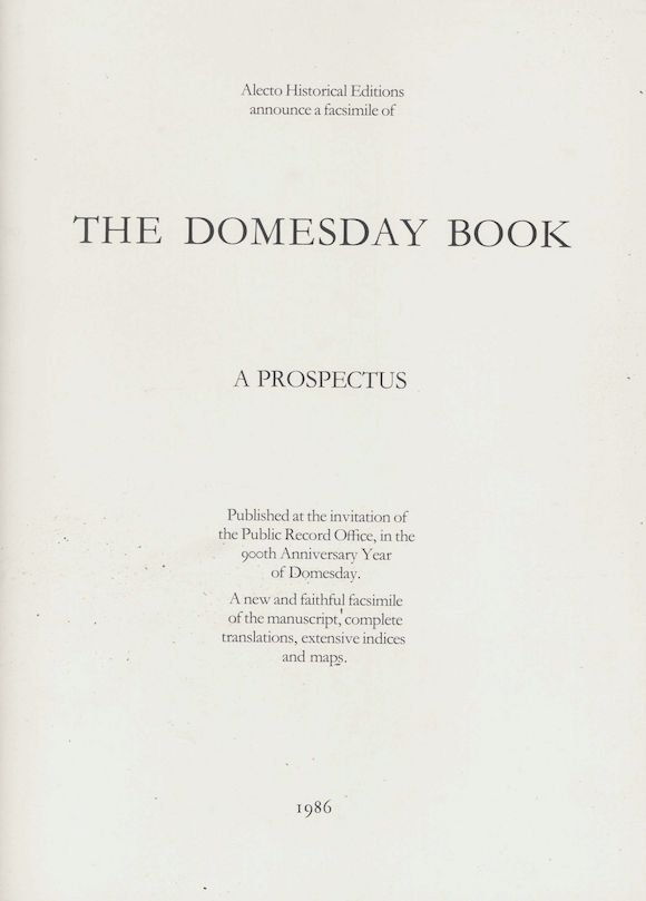 Bonhams : DOMESDAY BOOK , "Penny edition", 4 vol. (comprising: 2 ...