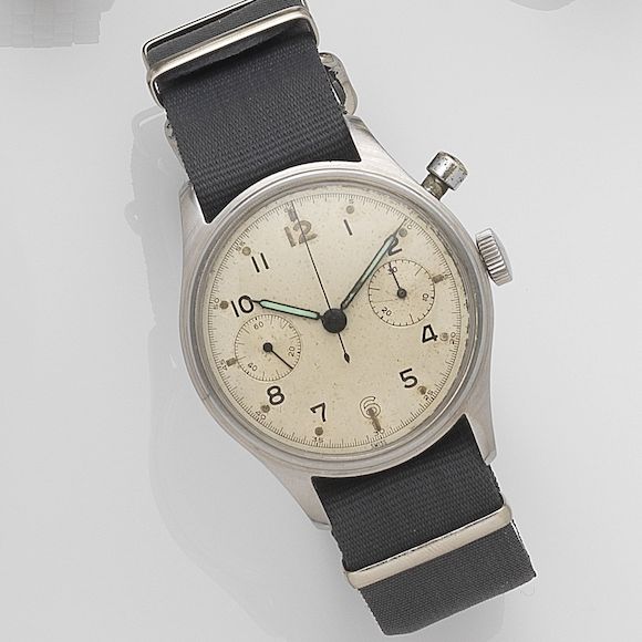 Bonhams : Lemania. A stainless steel military issue manual wind single ...