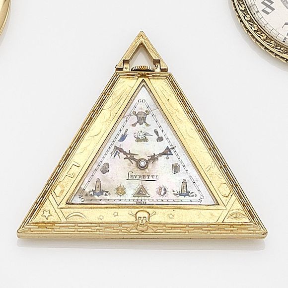 Bonhams : Leverette. A gilt metal keyless wind open face triangular ...