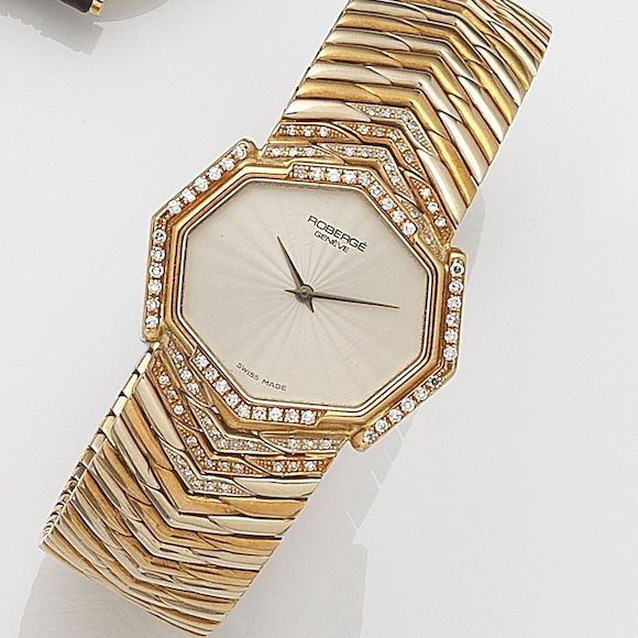 Bonhams : Roberge. An 18ct two colour gold and diamond set quartz ...