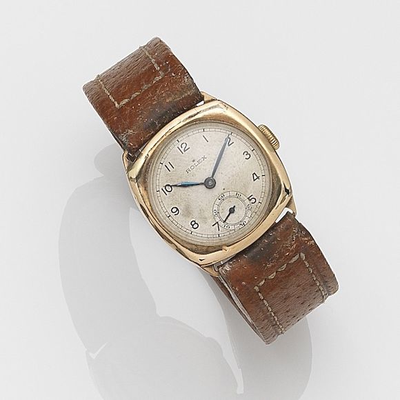 Bonhams : Rolex. A 9ct gold manual wind wristwatch Case No.8455 ...
