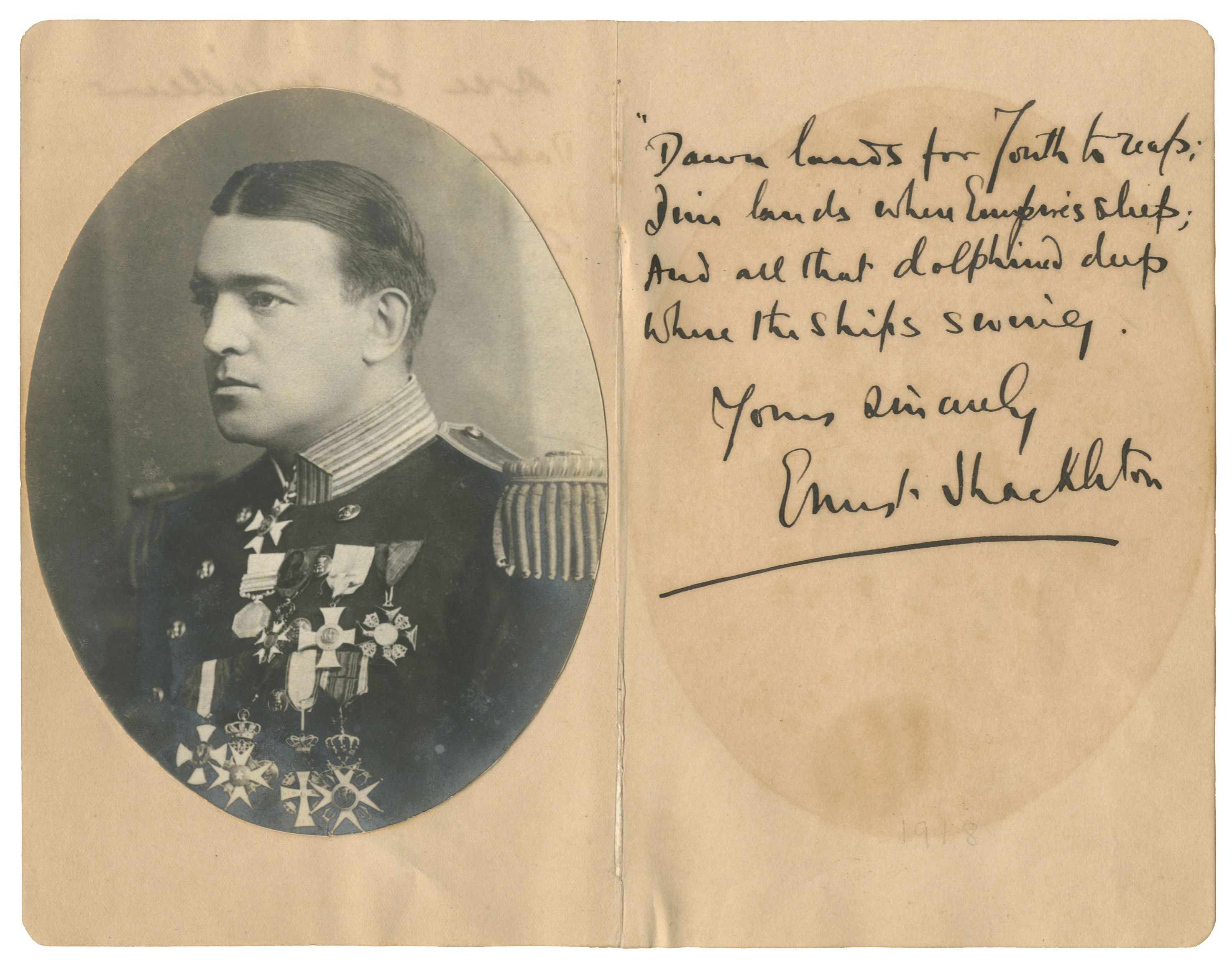 Bonhams : SHACKLETON (ERNEST HENRY) Autograph poem signed (Yours ...