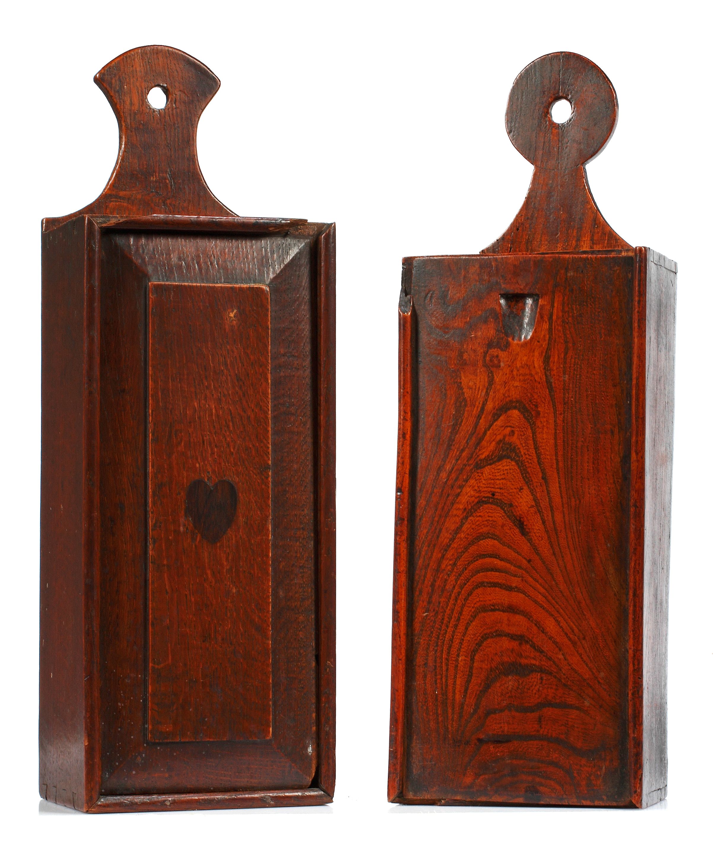 Bonhams : An early 19th Century elm candle box and a similar oak candle box