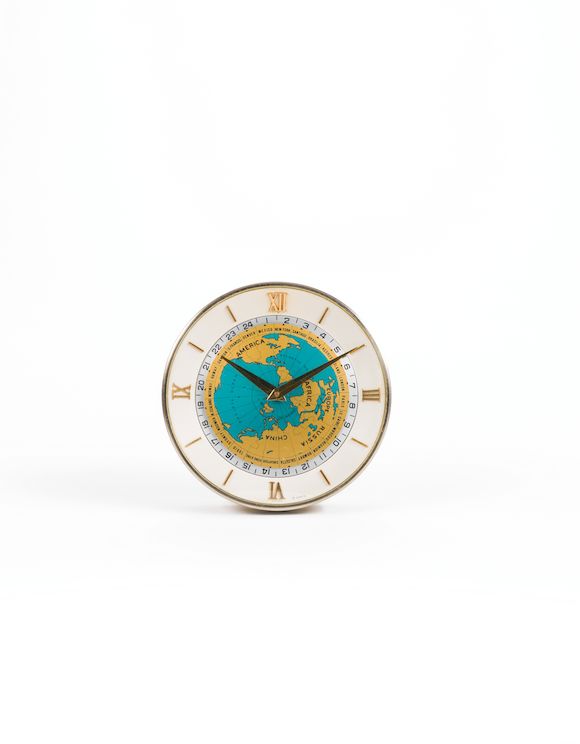 Bonhams : Imhof. A brass world time power reserve desk clockRef:288 ...
