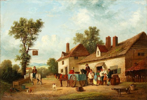 Bonhams : William Joseph Shayer (British, 1811-1891) Village scene ...