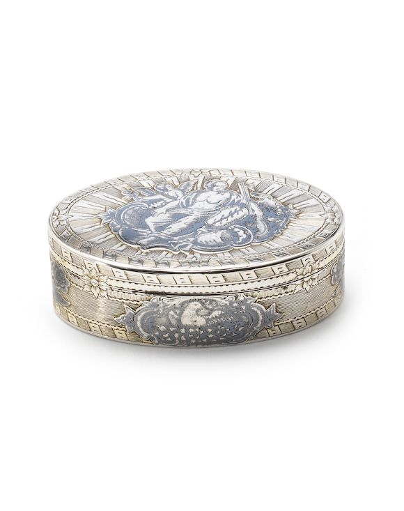 Bonhams : An 18th century Russian silver-gilt and niello snuff box by ...