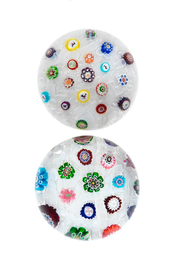 Bonhams A Clichy Chequer Paperweight And A Baccarat Spaced Millefiori