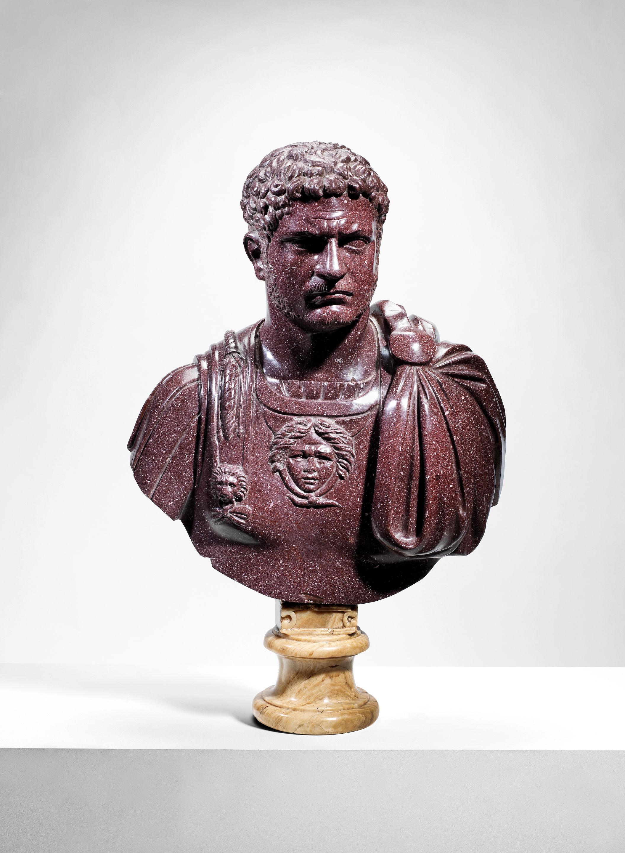Bonhams : An Italian red porphyry bust of the emperor Caracalla after ...
