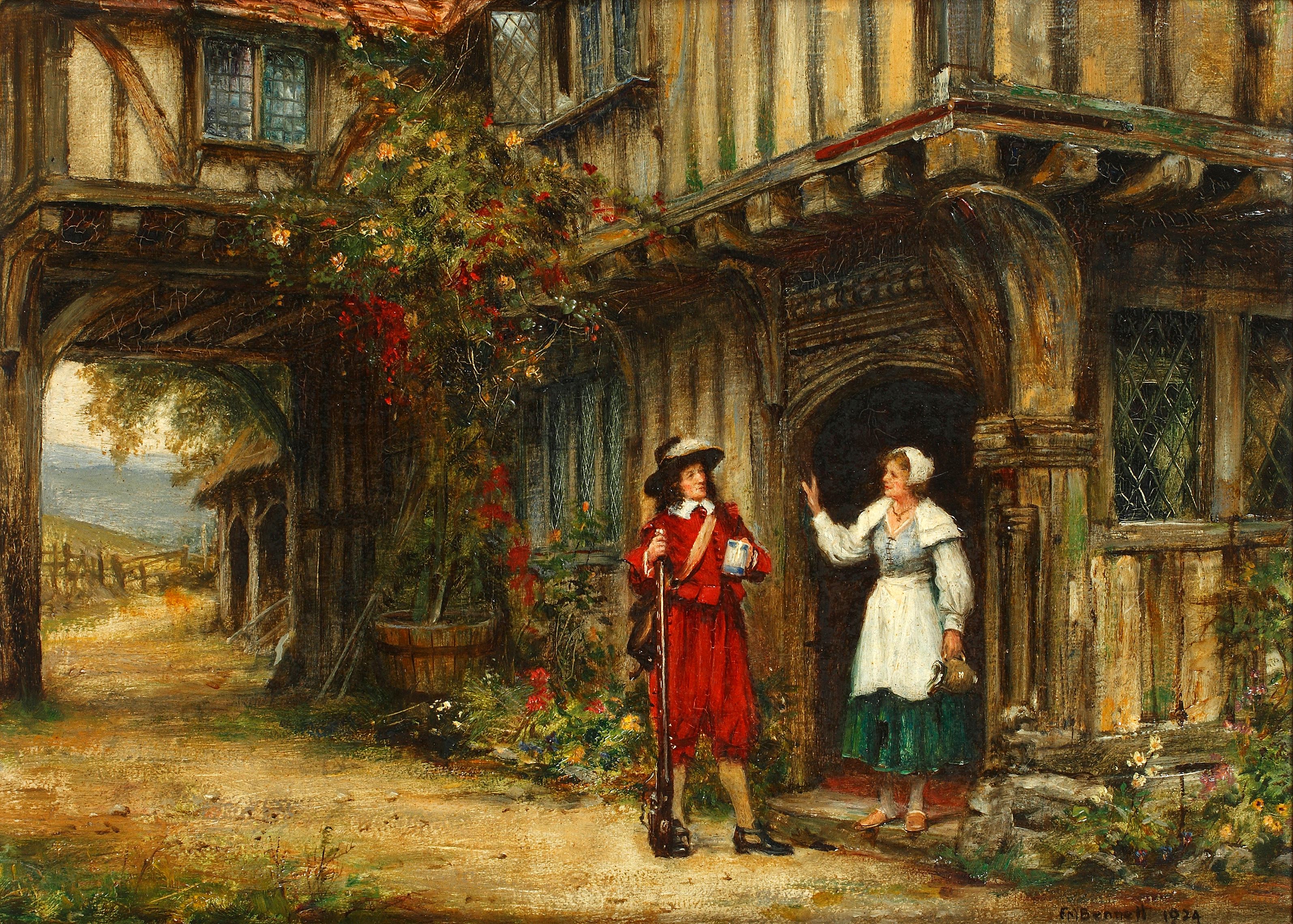 Bonhams : Frank Moss Bennett (British, 1874-1952) 'The visit'