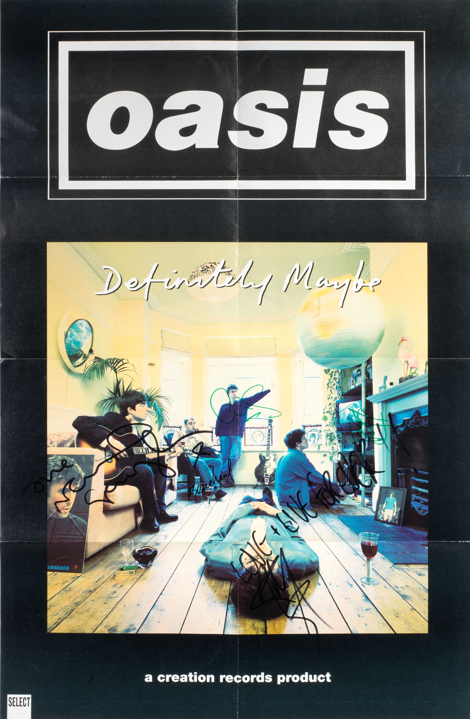 Bonhams : Oasis An autographed promo poster for the album 'Definitely ...