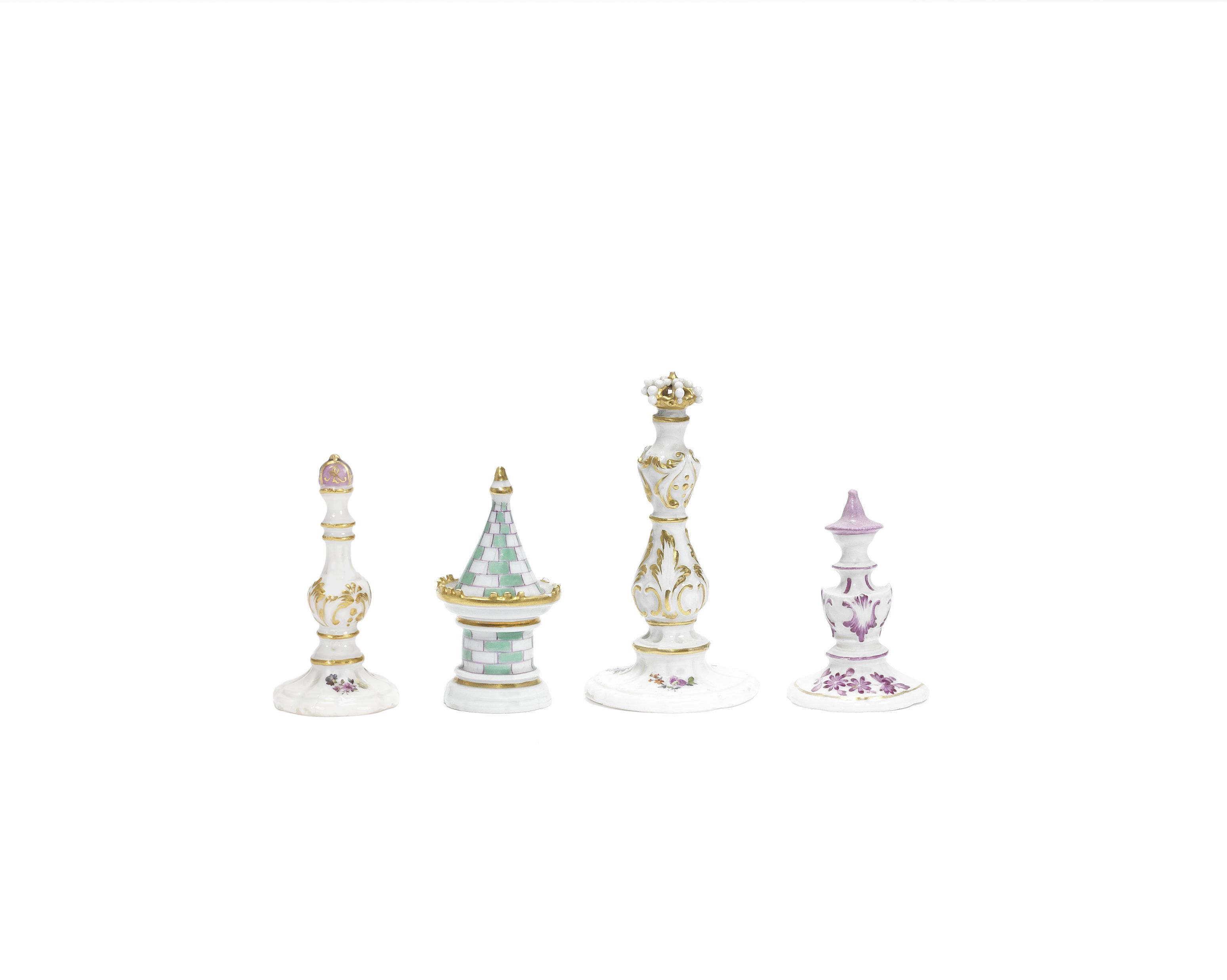 Bonhams : Three Meissen chess pieces and a Fürstenberg chess piece ...