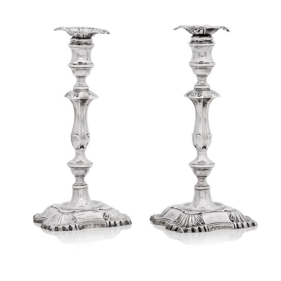 Bonhams : A pair of late Victorian silver candlesticks by William ...