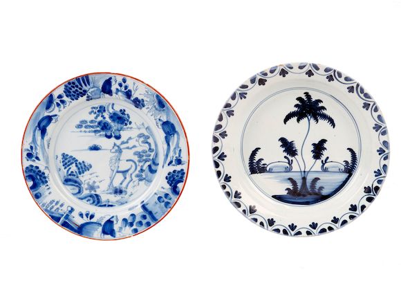 Bonhams : Two English delftware small plates, circa 1740 and 1760