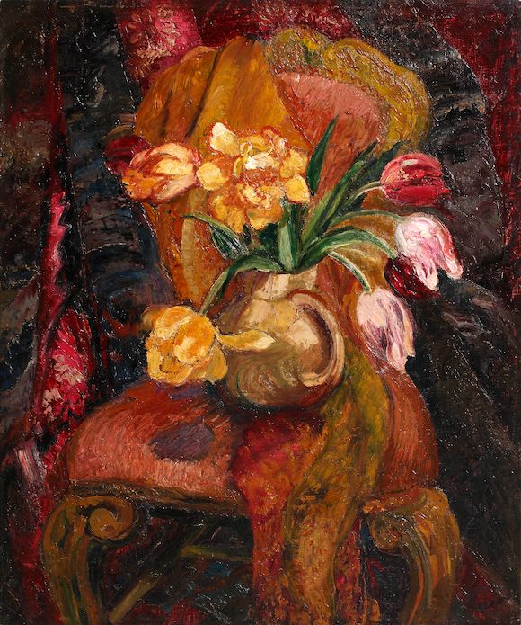 Bonhams : Charles Robert Gerrard (British, 1892-1964) Tulips in a jug ...