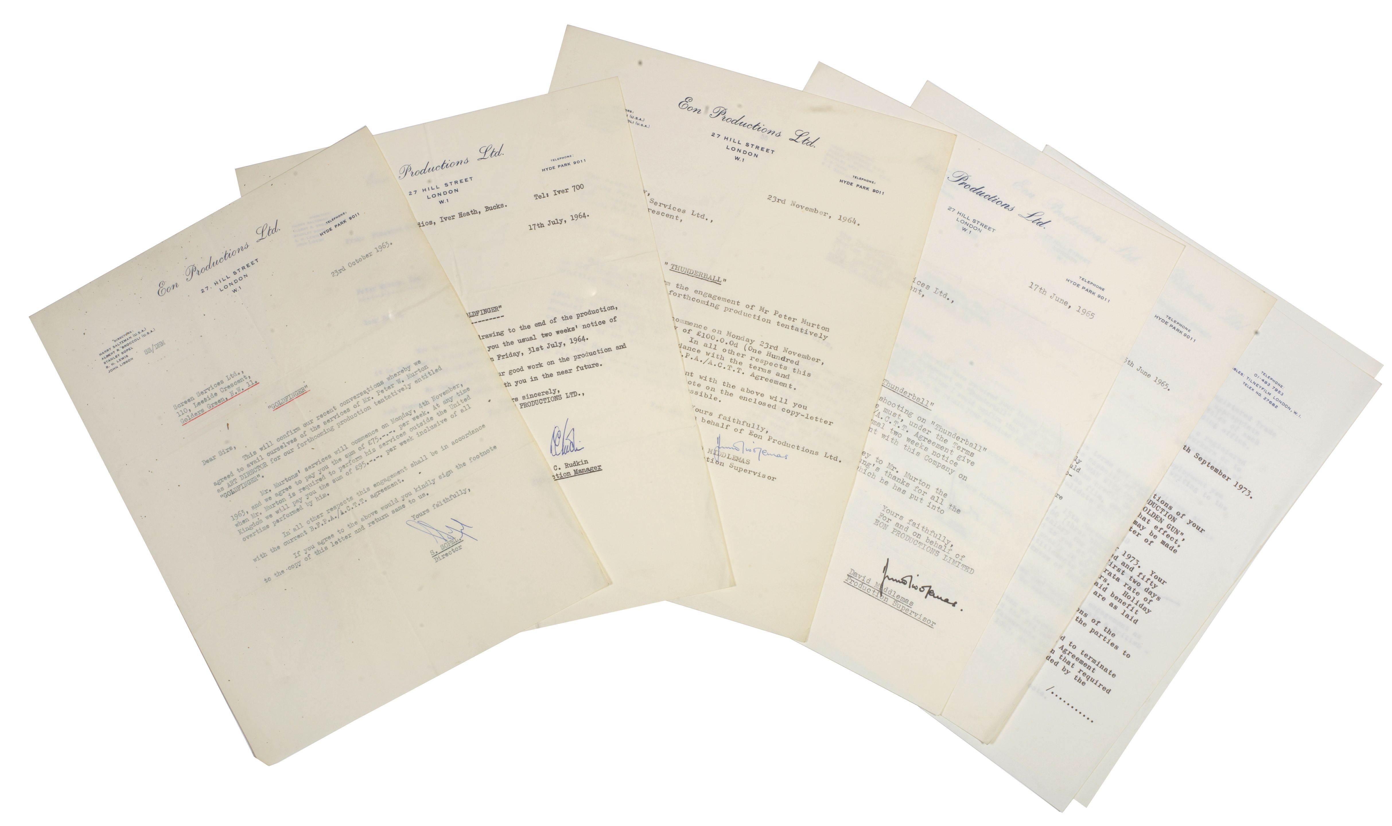 Bonhams : James Bond A collection of letters to Art Director Peter ...