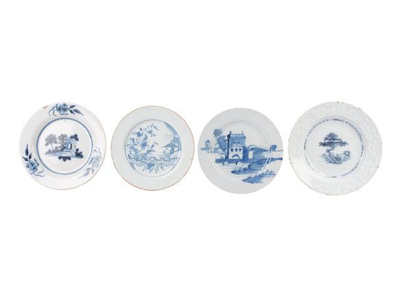 Bonhams : Four English Delftware small plates, circa 1750-60