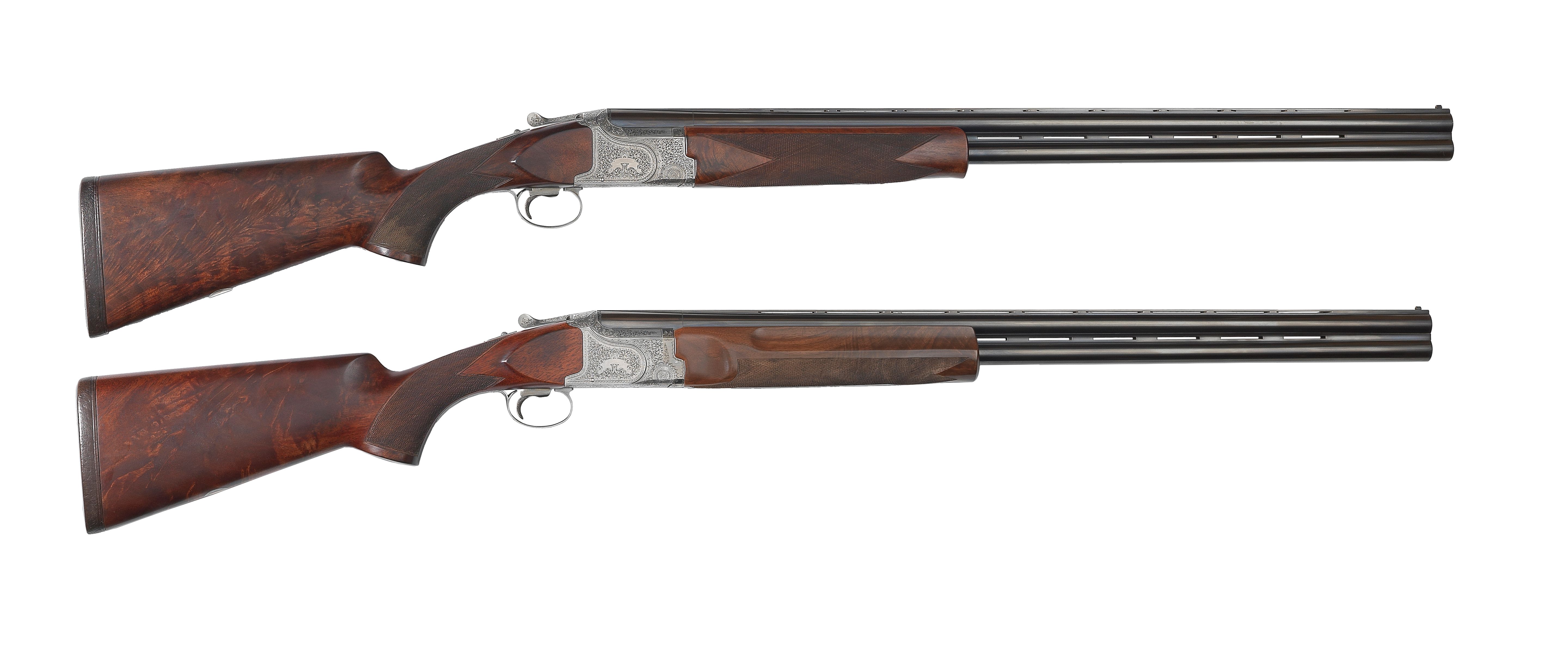 Bonhams : A pair of Keith Thomas-engraved Winchester 12-bore single ...