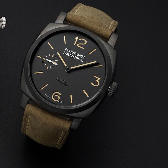 Bonhams : Officine Panerai. A DLC coated and stainless steel manual ...