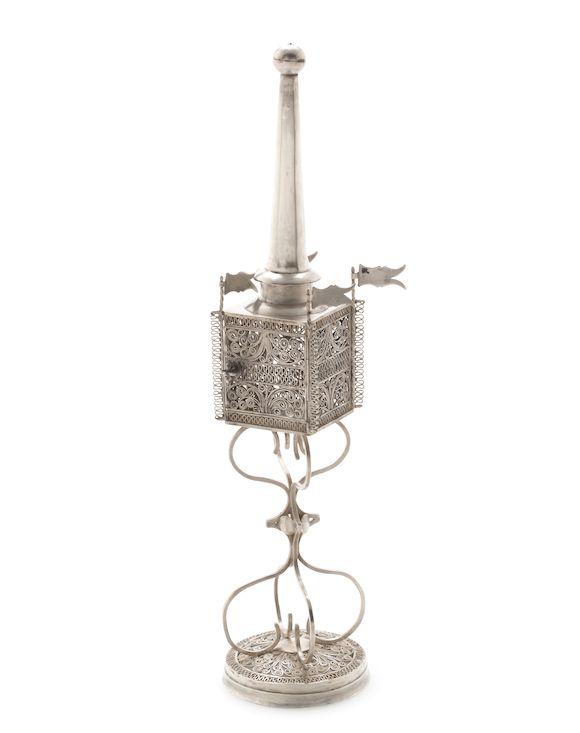 Bonhams : A metalware filigree spice tower main body unmarked, each ...