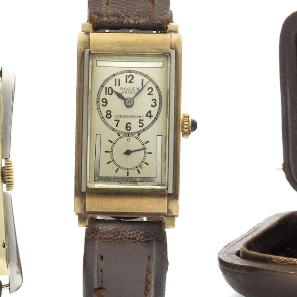 Bonhams : Rolex. A fine two colour 9ct gold manual wind rectangular ...
