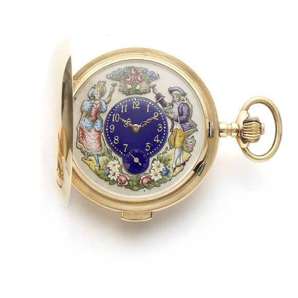 Bonhams : Swiss. An 18ct gold full hunter keyless wind quarter ...