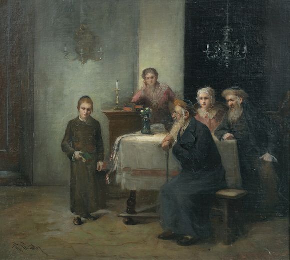 Bonhams : Hans Winter (Austrian, 1853-1944) The Bar Mitzvah Lesson
