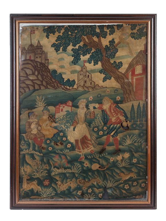 Bonhams : A mid 18th century needlework picture