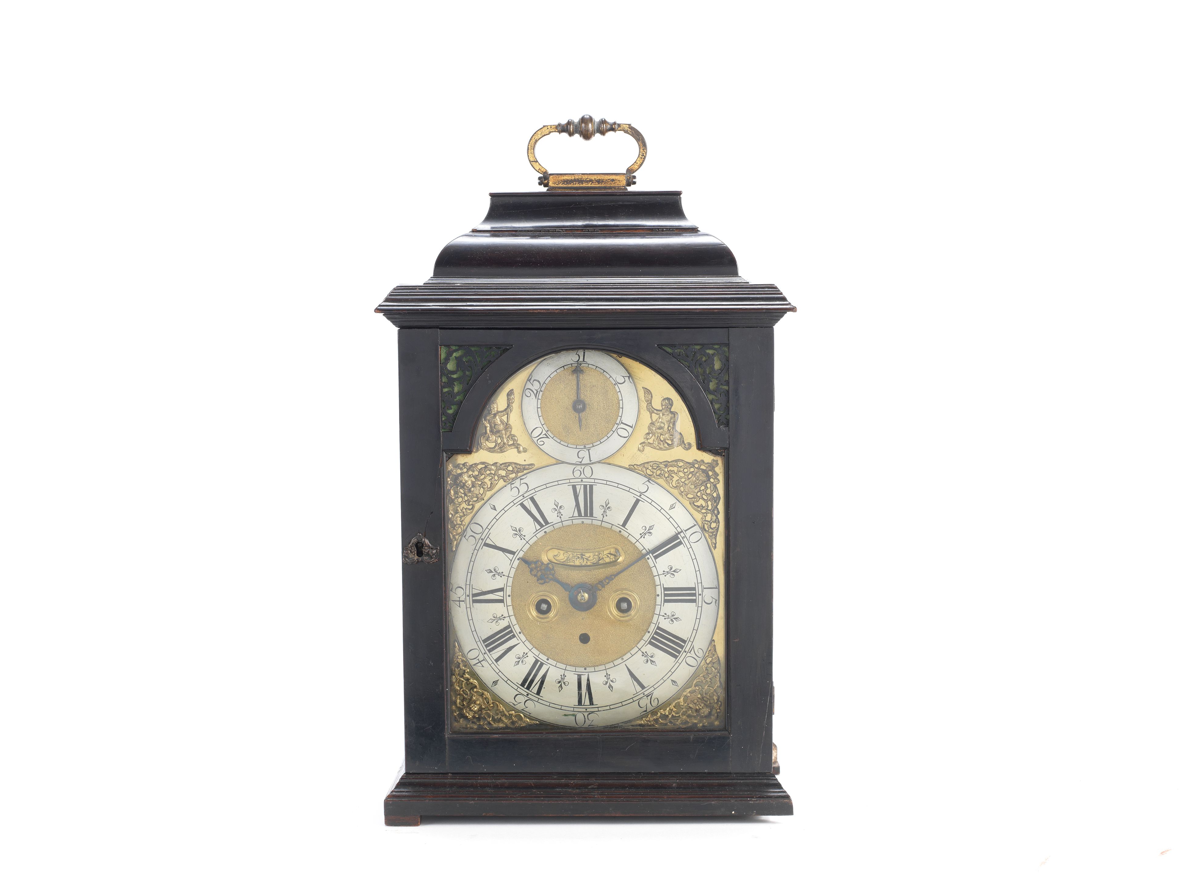 Bonhams : A mid 18th century ebonised table clock with fusee movement ...