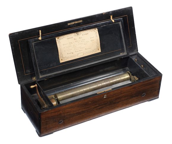 Bonhams : A forte piano manodlin cylinder musical box, Swiss, circa 1880,