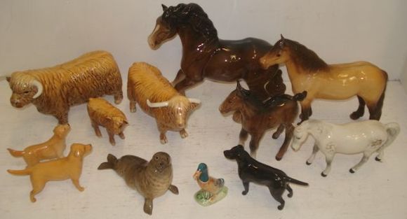 Bonhams : A collection of twelve Beswick figures of animals to include ...