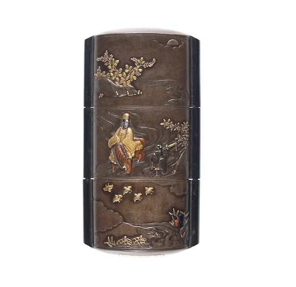 Bonhams : A shibuichi two-case inro Style of Hagiya Katsuhira (1804 ...