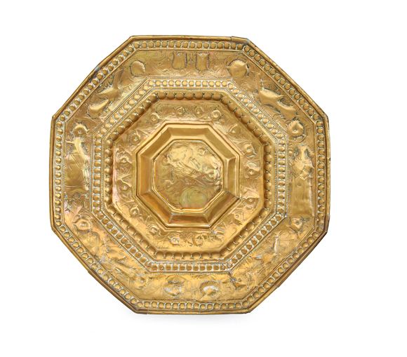 Bonhams : A late 17th century embossed brass octagonal mural light ...