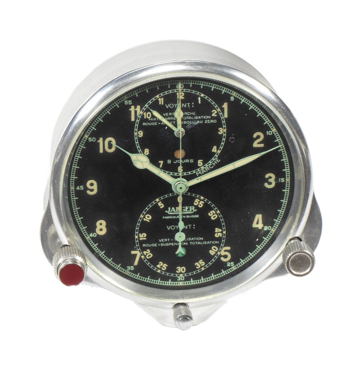 Bonhams Cars : A JAEGER 'TEMPS DU MARCHE' 8 DAY CHRONOGRAPH CAR CLOCK ...