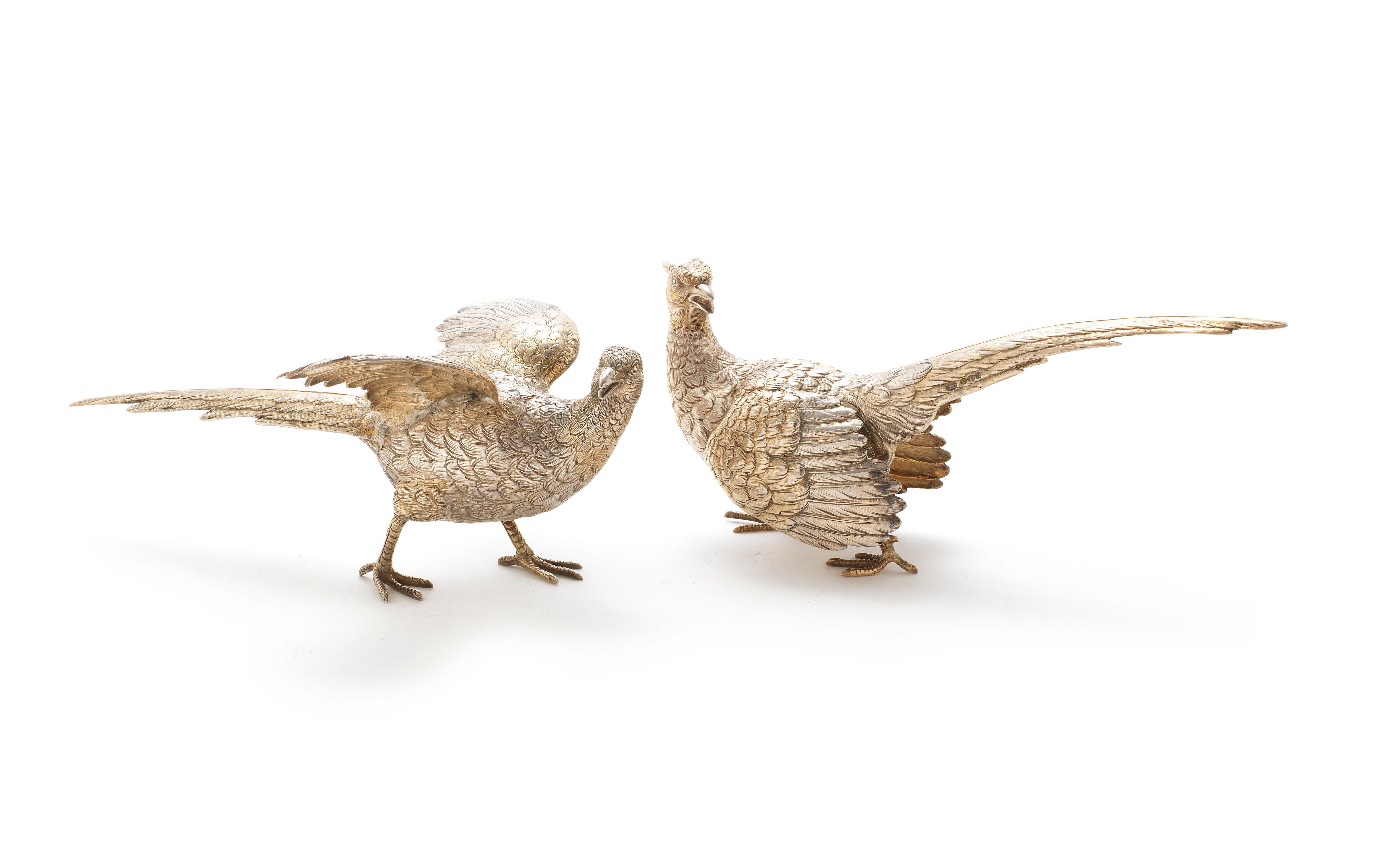Bonhams : A pair of silver-gilt pheasants with import marks for Israel ...