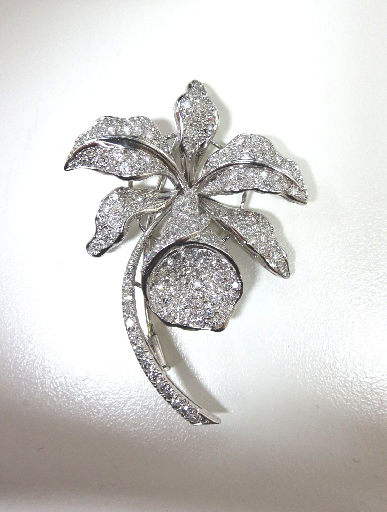 Bonhams : A diamond orchid brooch, 1960s