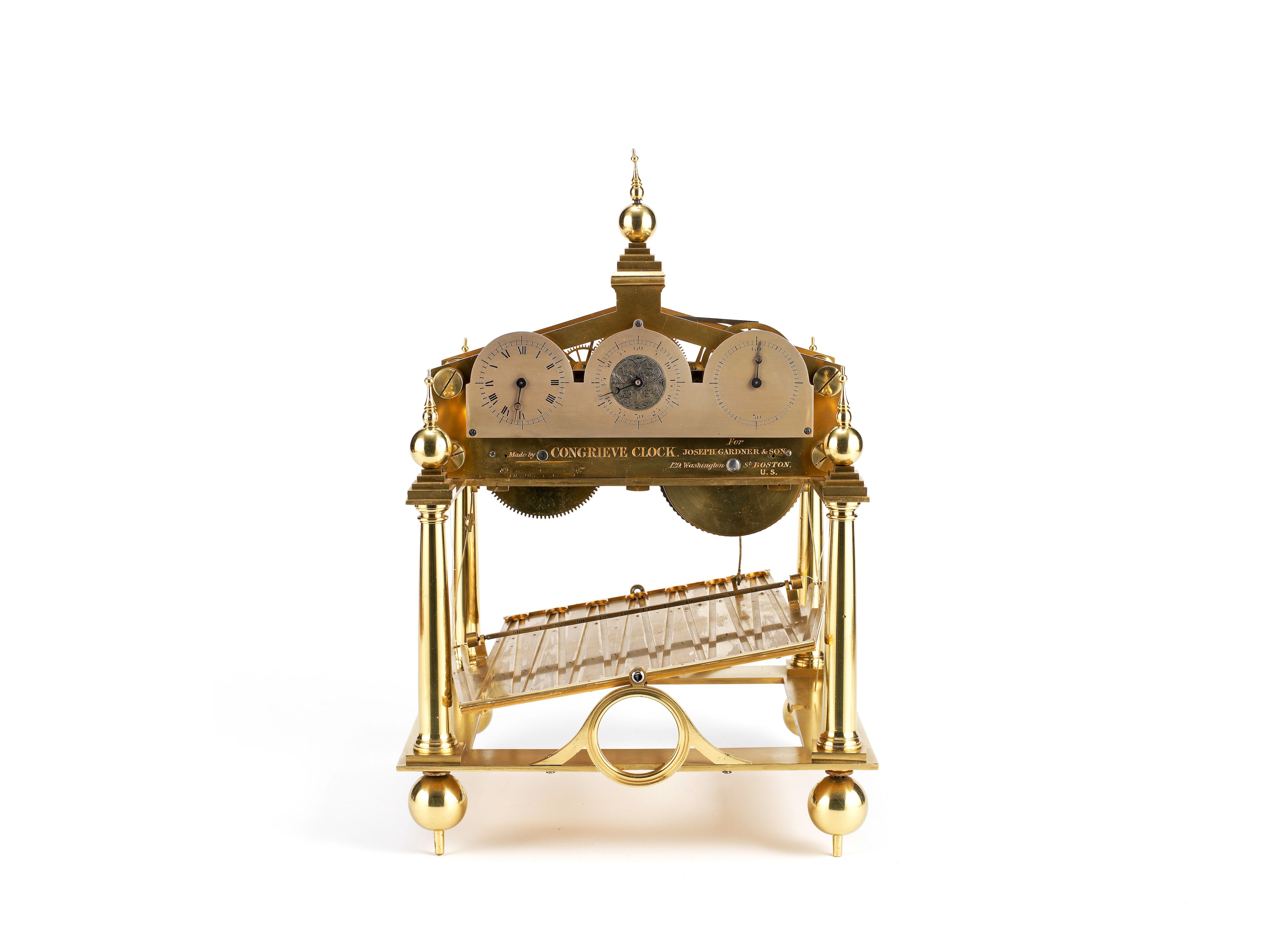 Bonhams : A modern American lacquered brass Congreve Rolling Ball clock ...