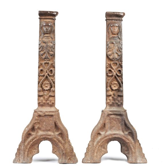 Bonhams : An impressive pair of cast iron fire dogs, in the late 16th ...