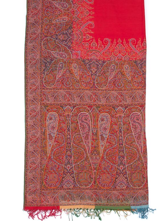 Bonhams : A mid 19th century woven Norwich shawl