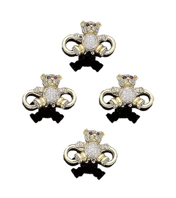 Bonhams : A set of ruby and diamond dress buttons (4)