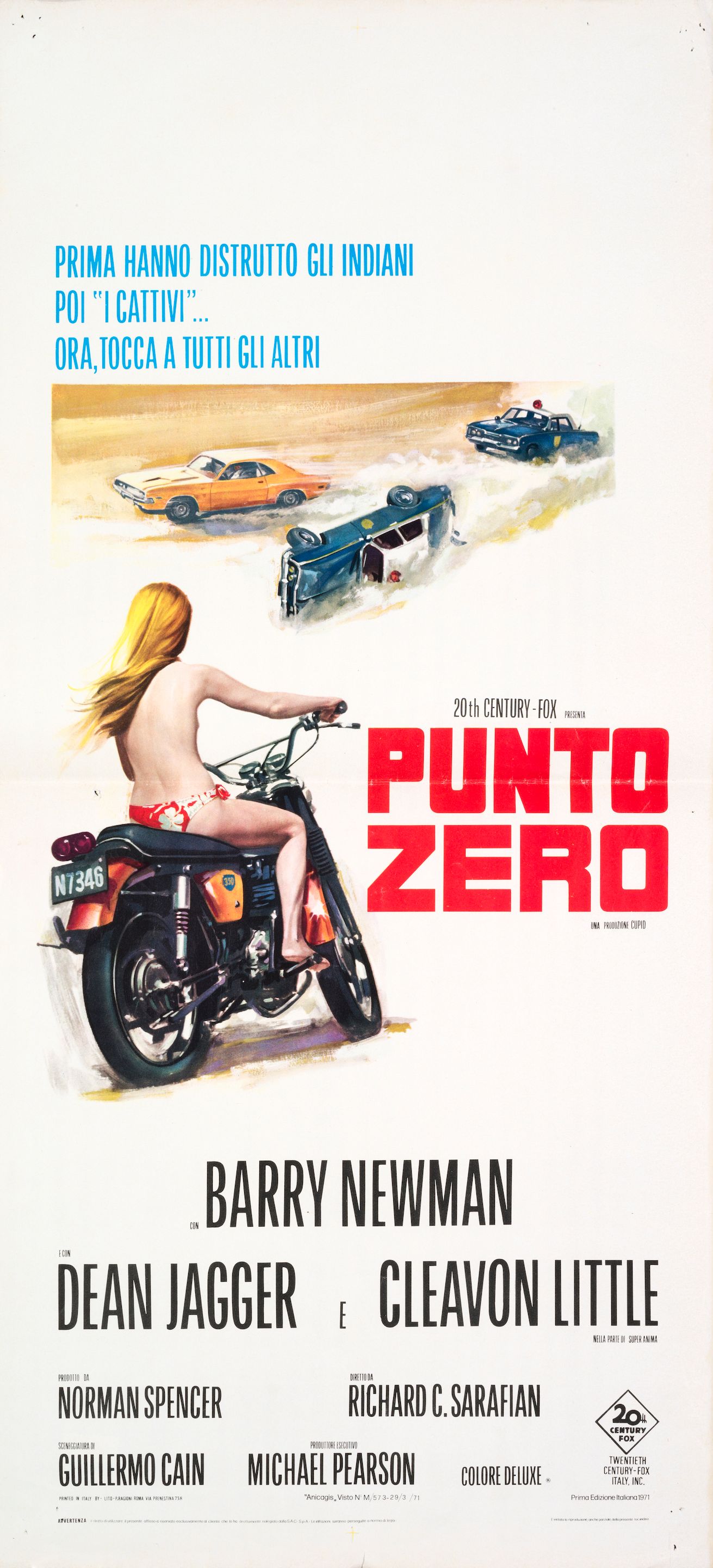 Bonhams Cars : AFFICHE DU FILM « PUNTO ZERO » (POINT LIMITE ZERO/VANISHING POINT), VERSION ...