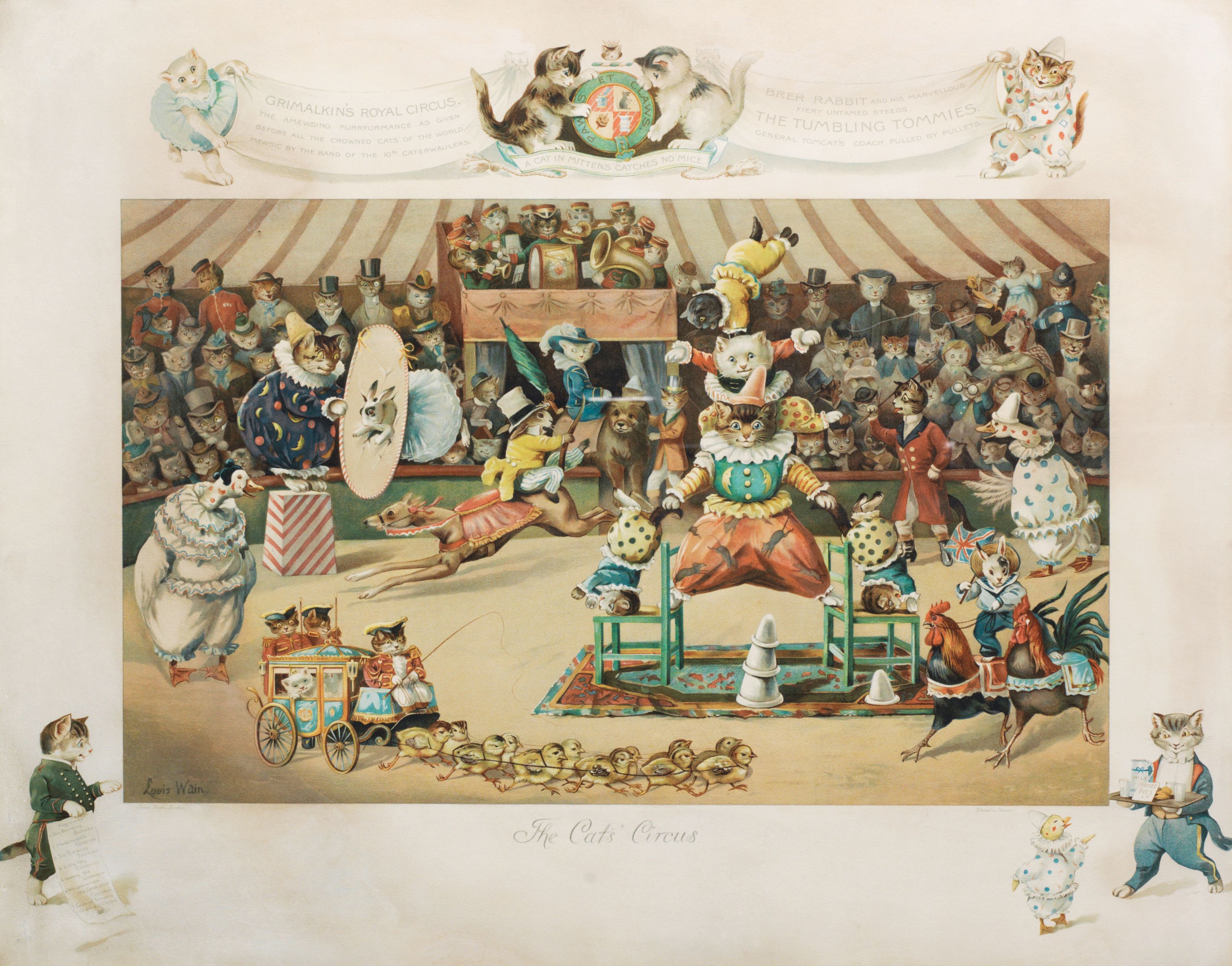 Bonhams : After Louis Wain The Cats' Circus coloured lithograph, the ...