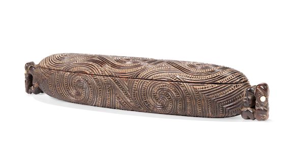 Bonhams : A Maori treasure box and cover, wakahuia New Zealand 42cm (16 ...