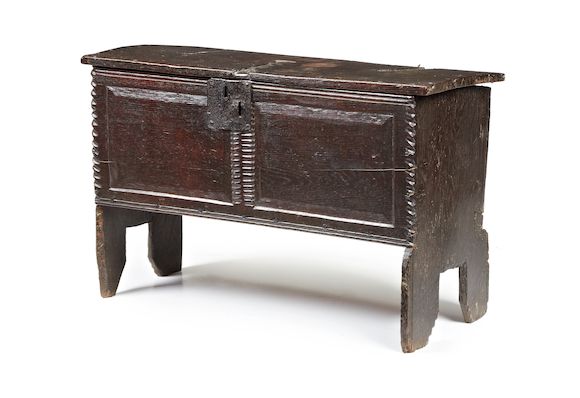 Bonhams : A rare Elizabeth I oak boarded chest, with unusal design ...