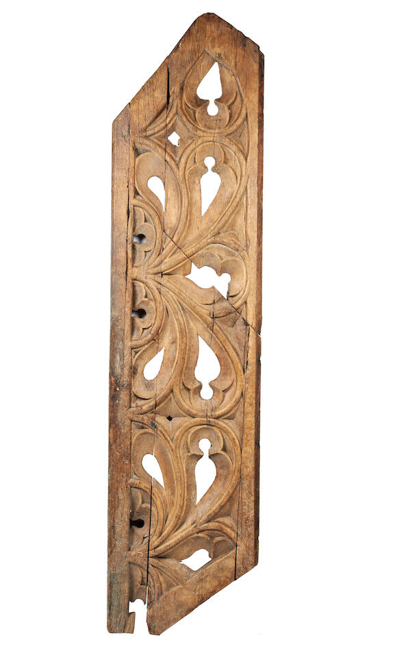 Bonhams : Four large fragments of 15th century oak tracery, perhaps from a screen, French (4)